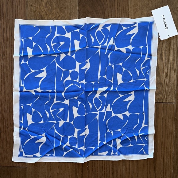 Frame Denim | Accessories | Frame Denim Blue White Abstract Silk Scarf ...